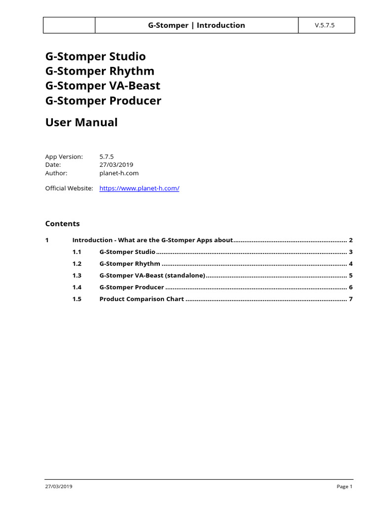 G-Stomper UserManual Introduction | PDF | Synthesizer | Musical Instruments