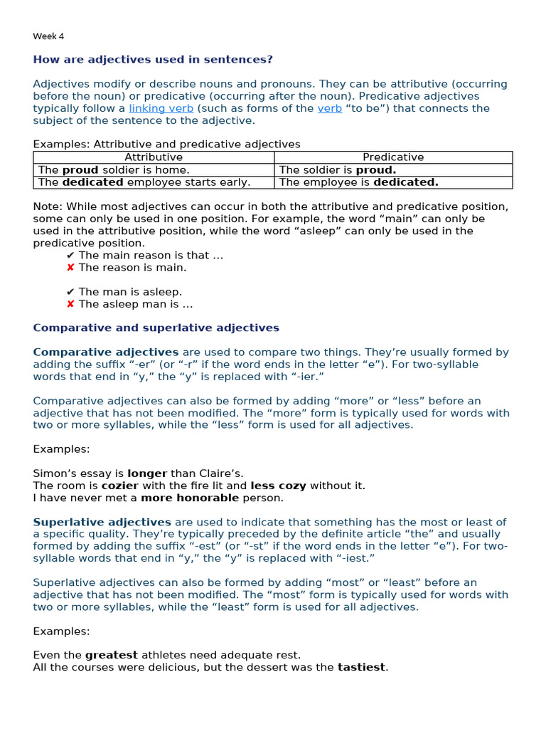 EL102-Module-Week-4-Adjectives | PDF | Adjective | Adverb