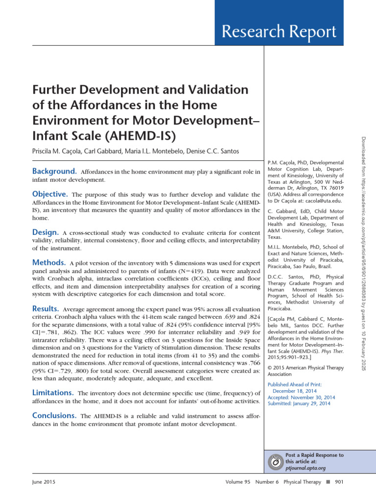 Validating the AHEMD-IS for Infants | PDF | Percentile | Cronbach's Alpha