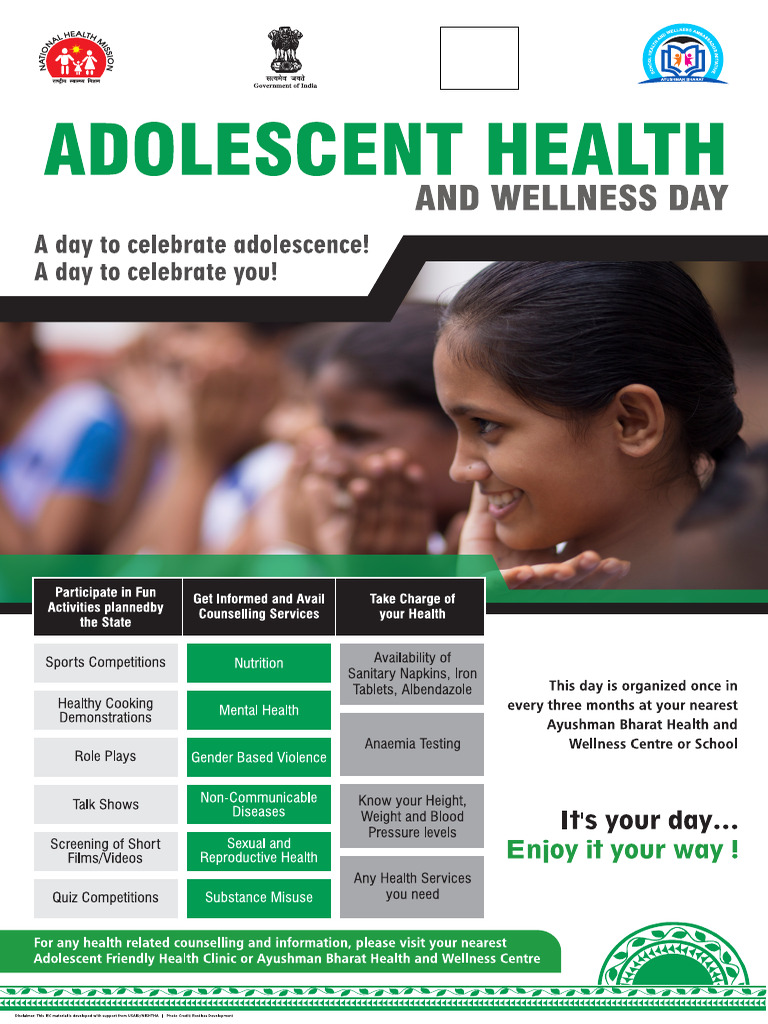 One Pager On Adolescent Health & Wellness Days (AH&WD) | PDF