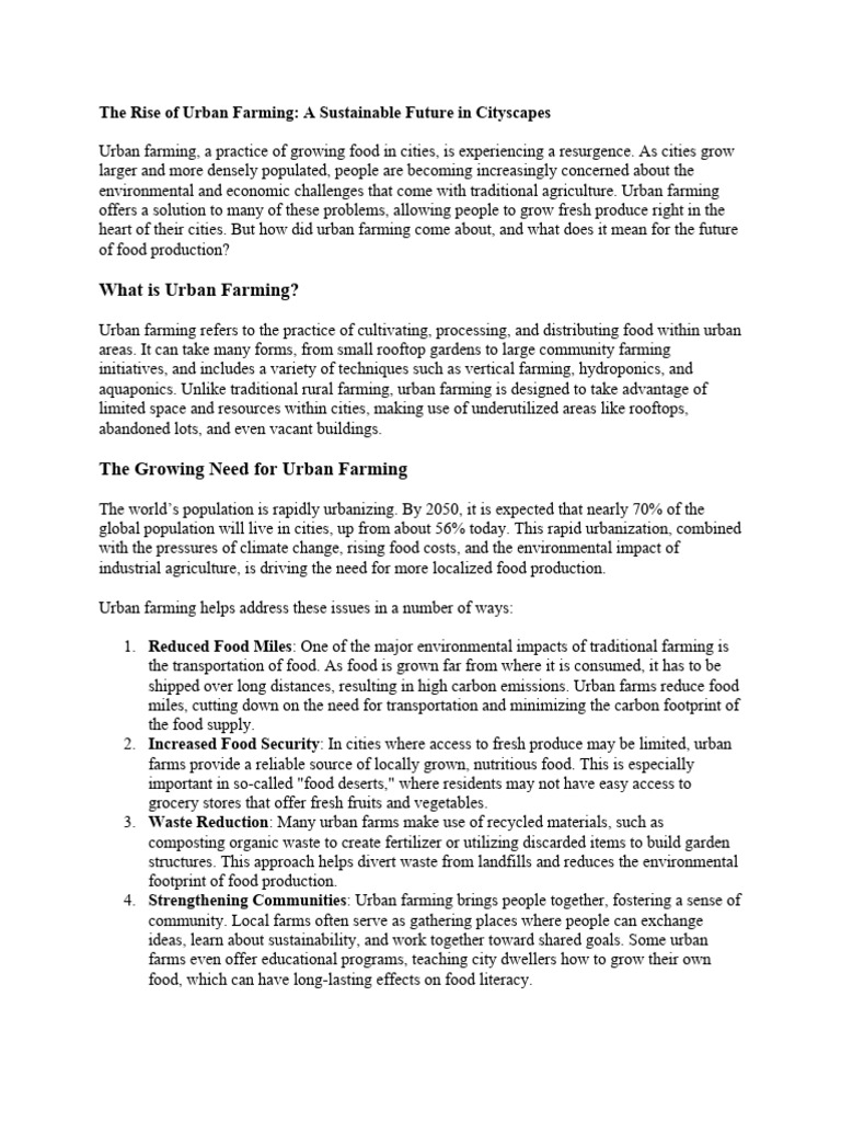 Urban Farming: Sustainable City Solutions | PDF | Urban Agriculture ...