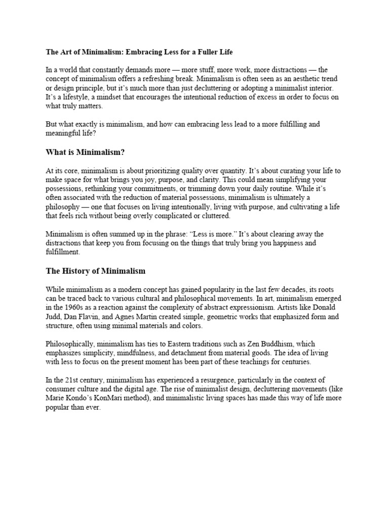 The Art of Minimalism | PDF