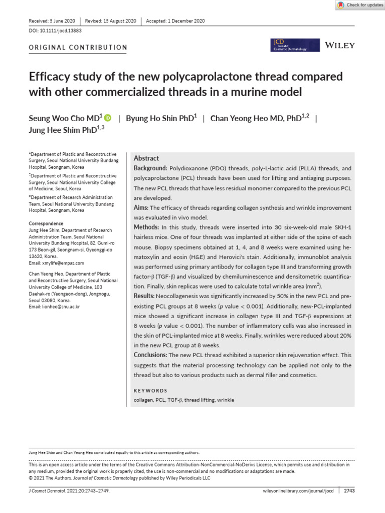 Polycaprolactone Thread Compared With Other Commercialized Threads | PDF