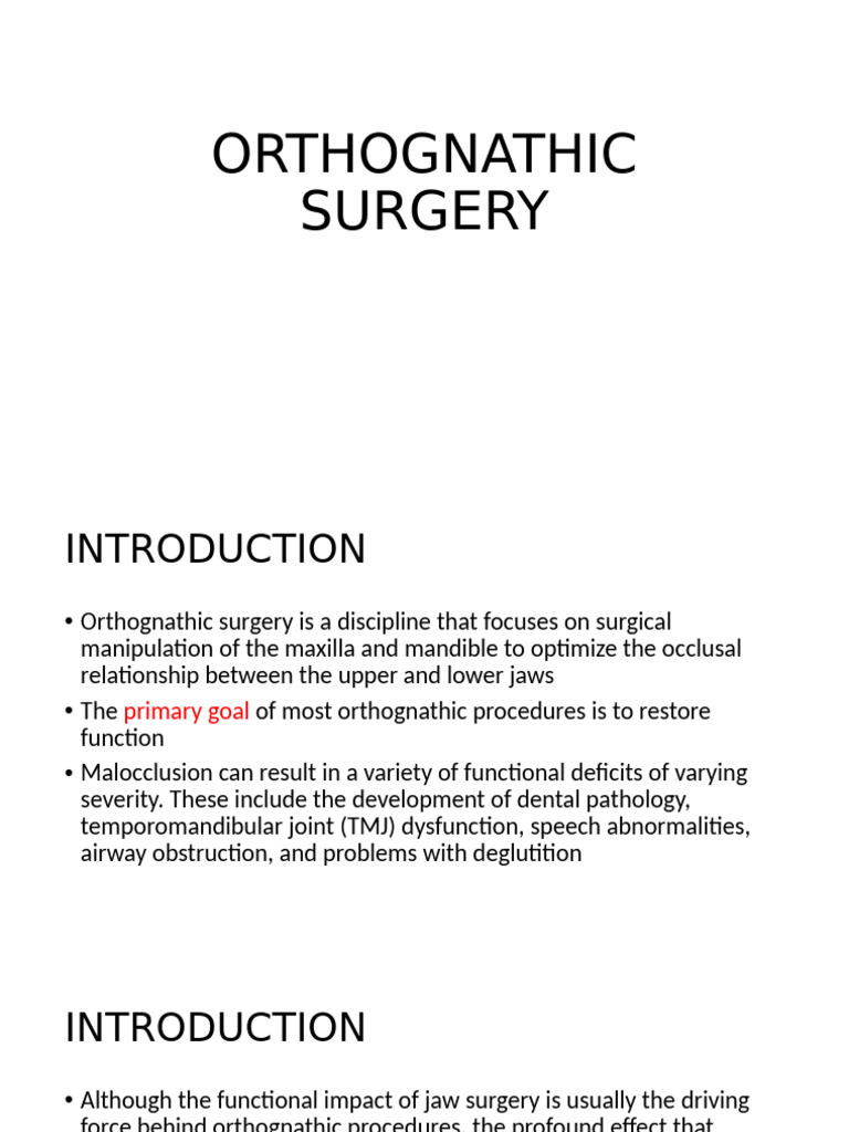 Orthognathic Surgery Overview And Techniques Pdf Dentistry Branches