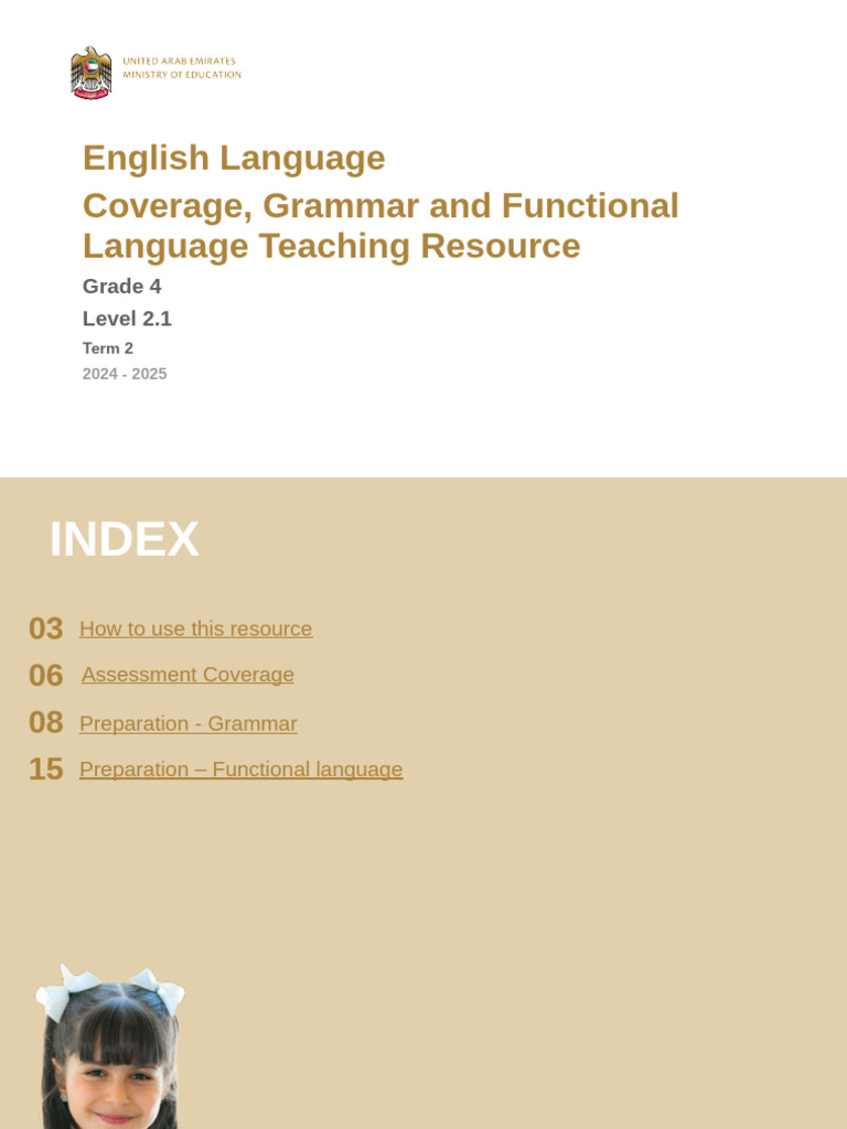 Grade 4 Level 2 1 Assessment Coverage Grammar and FL Teaching Resource ...