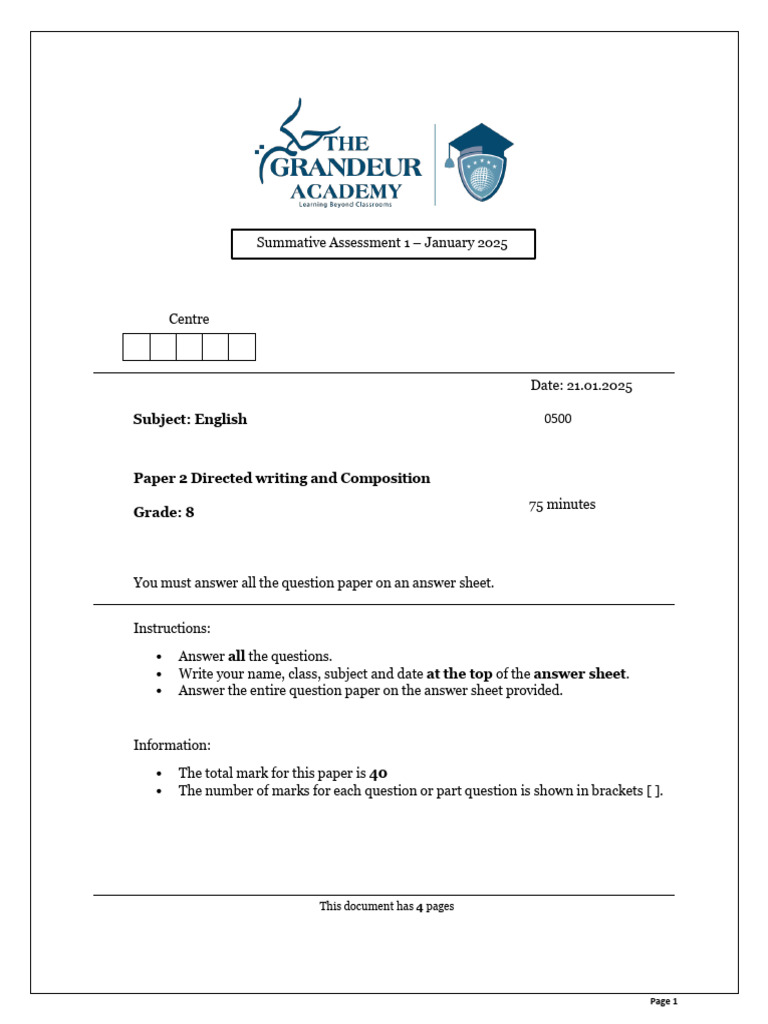 SA1 Grade 8 ENG P2 | PDF