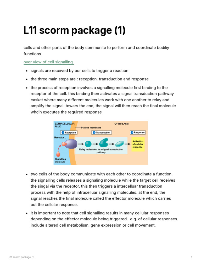 Illya's L11 Scorm Package Notes | PDF | Cell Signaling | Signal ...