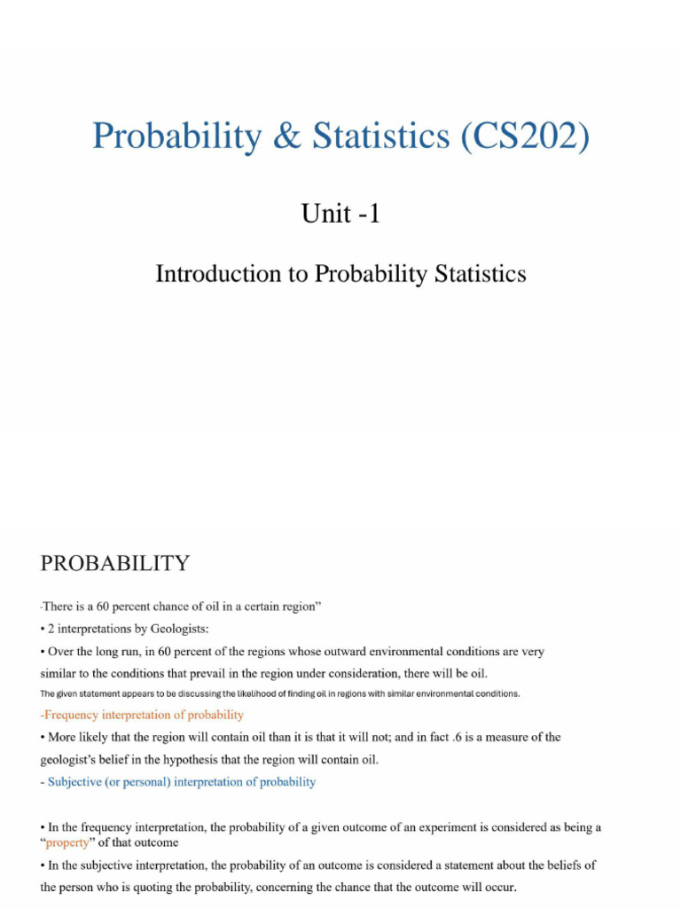 Probability and Statistics 1 | PDF