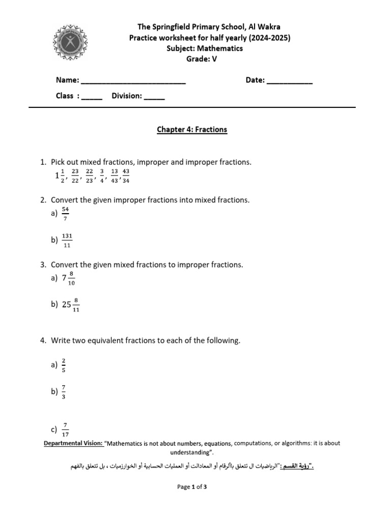 Chapter 4 Fractions | PDF