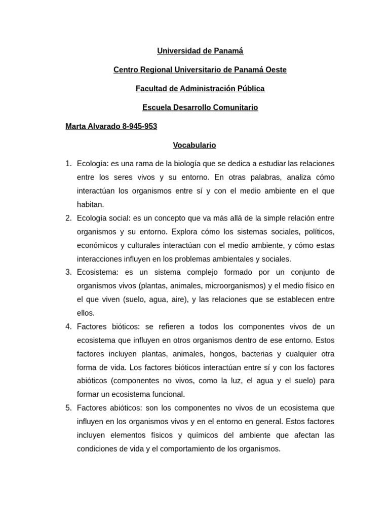 Vocabulario de Ecología y Medio Ambiente | PDF | Atmósfera | Tierra