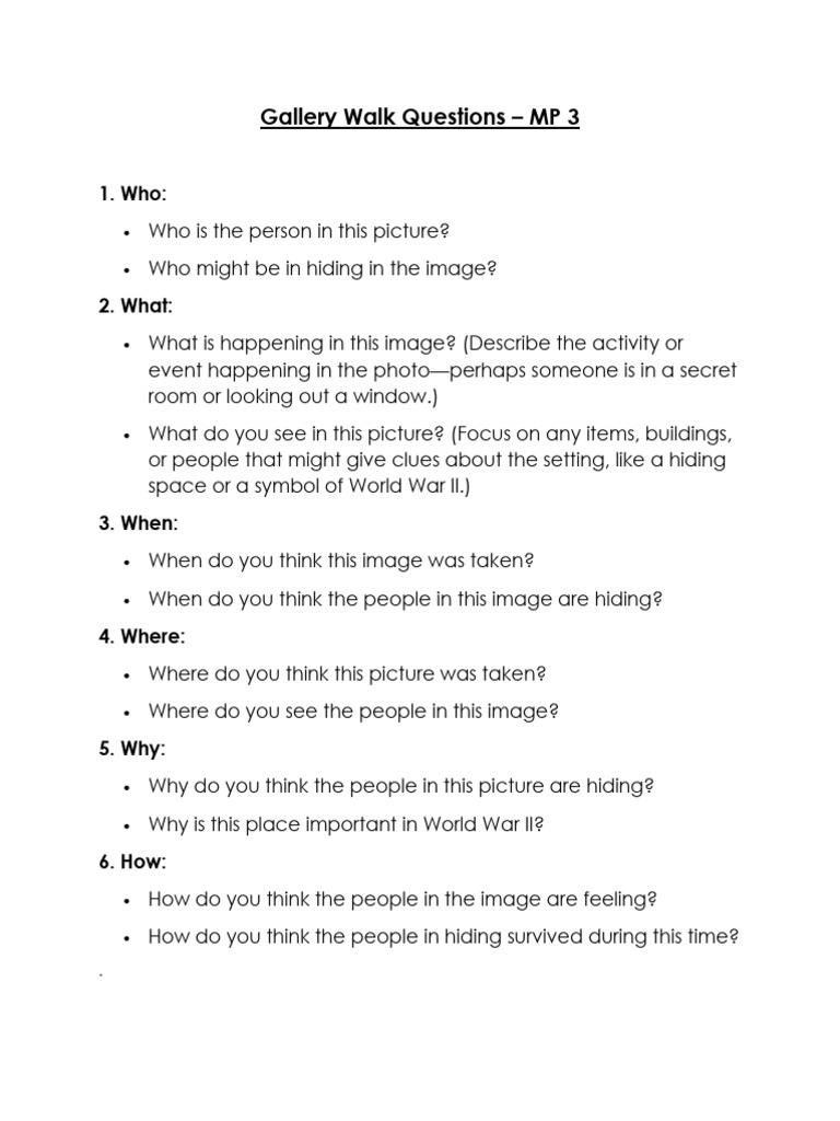 Gallery Walk Questions for WWII Images | PDF