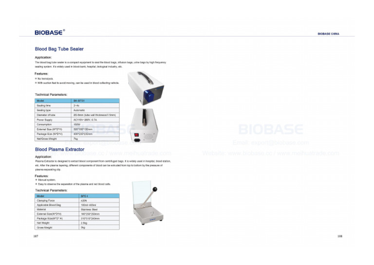 187 Blood Bag Tube Sealer & Plasma Extractor | PDF
