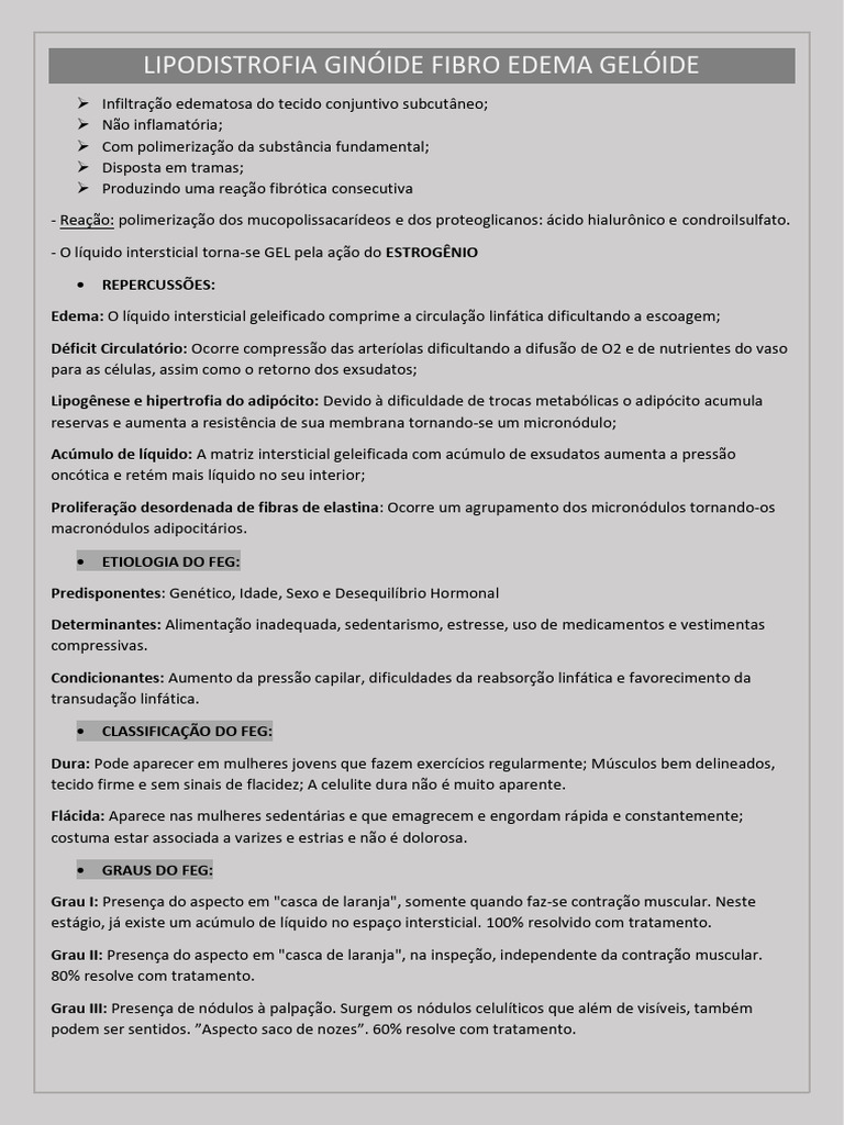 Aula 2 Lipodistrofia Ginóide Fibro Edema Gelóide | PDF | Pele | Massagem