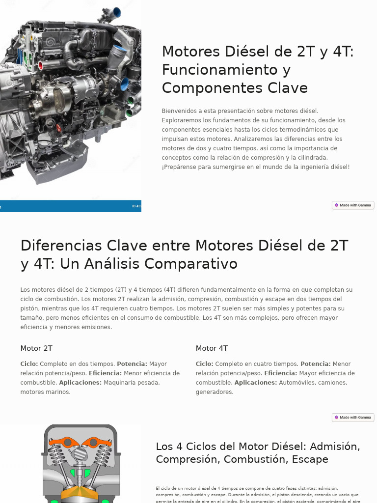 Motores Diésel: 2T vs 4T y Componentes Clave | PDF | Pistón | Motor de ...