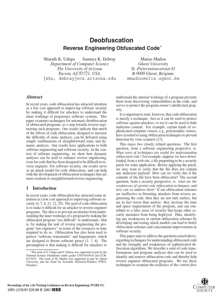 deobfuscation-reverse-engineering-obfuscated-code | PDF | Control Flow | Computer Virus