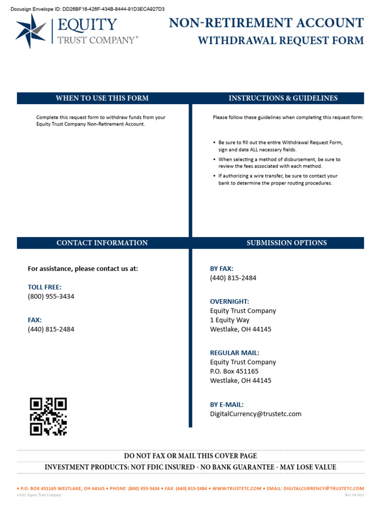 Completed Non Retirement Withdrawal Form | PDF | Cheque | Equity (Finance)