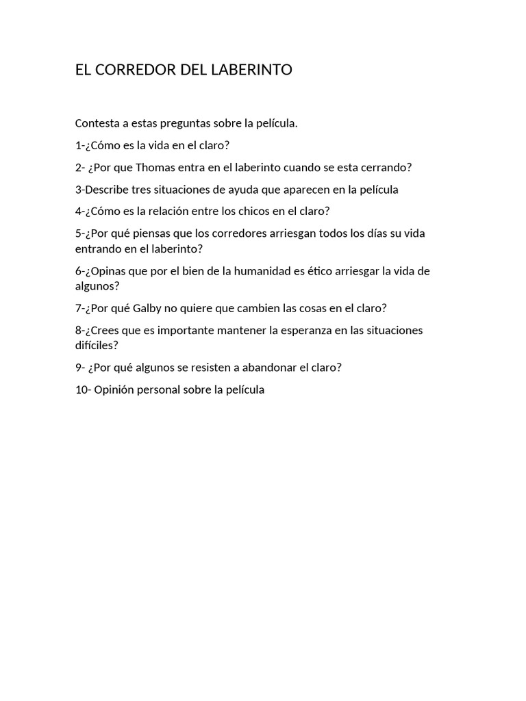 El Corredor Del Laberinto | PDF