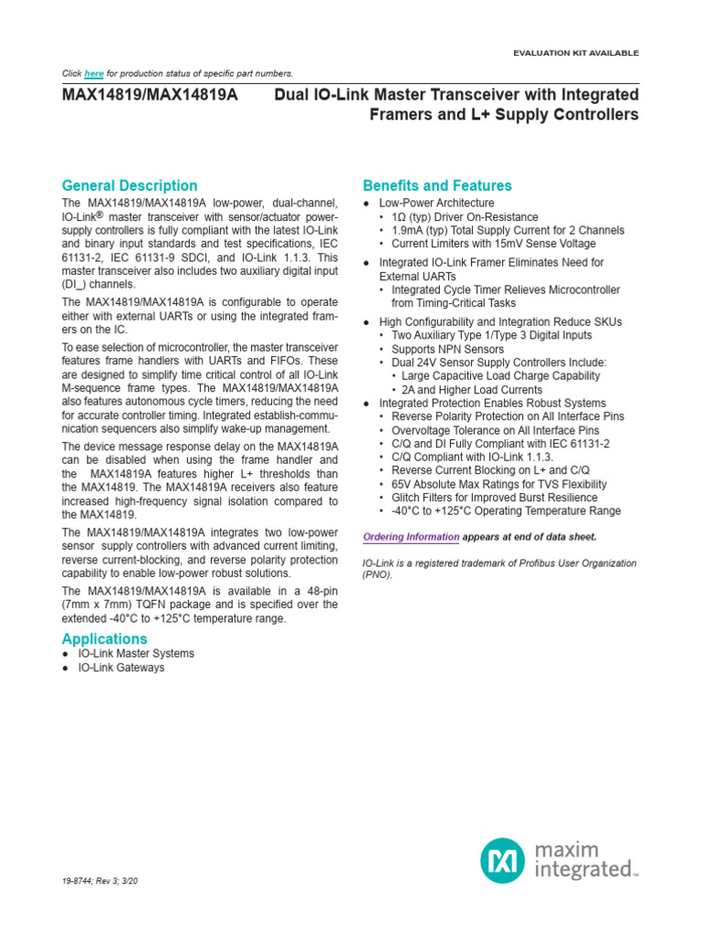 max14819 | PDF | Microcontroller | Electrical Engineering