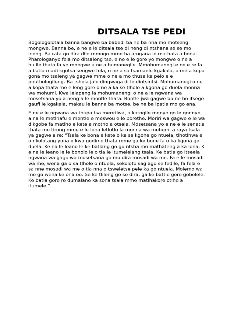 Ditsala Tse Pedi | PDF