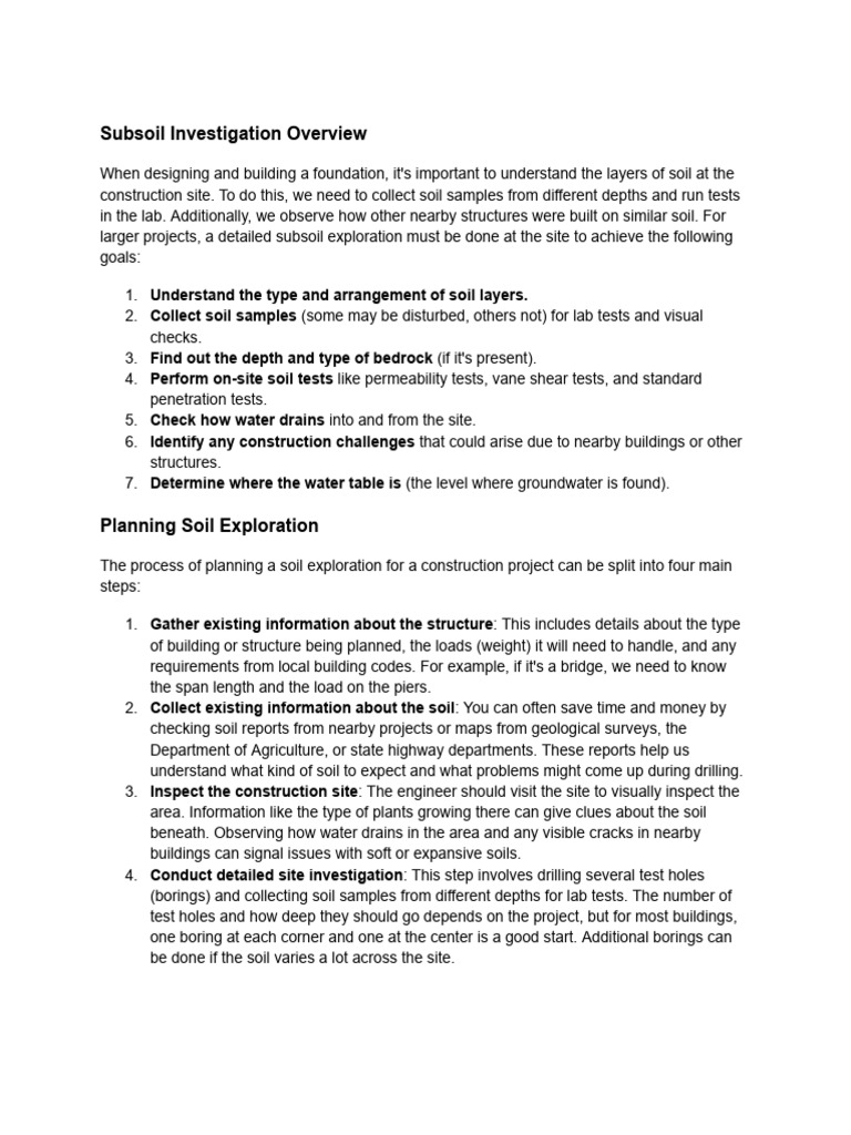 Subsoil Investigation Techniques | PDF | Earth Sciences