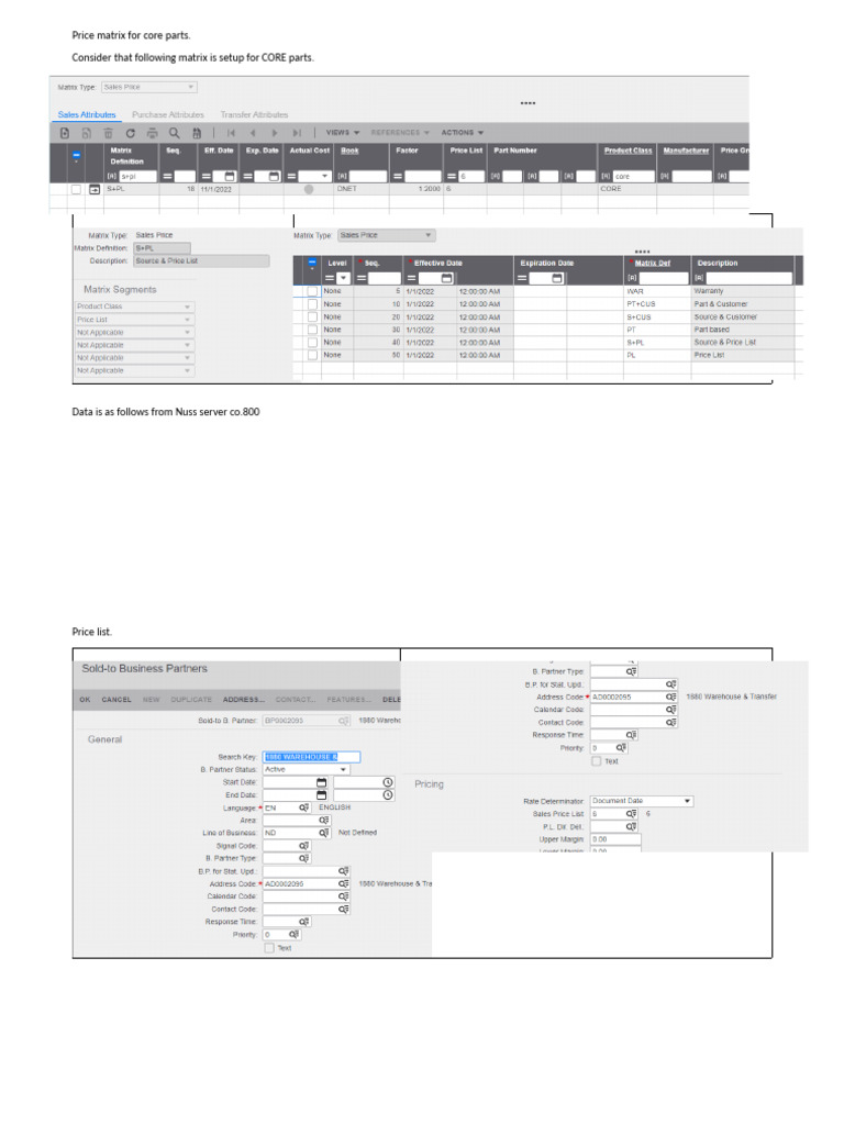 Price Matrix For Core Parts Doesnt Work | PDF