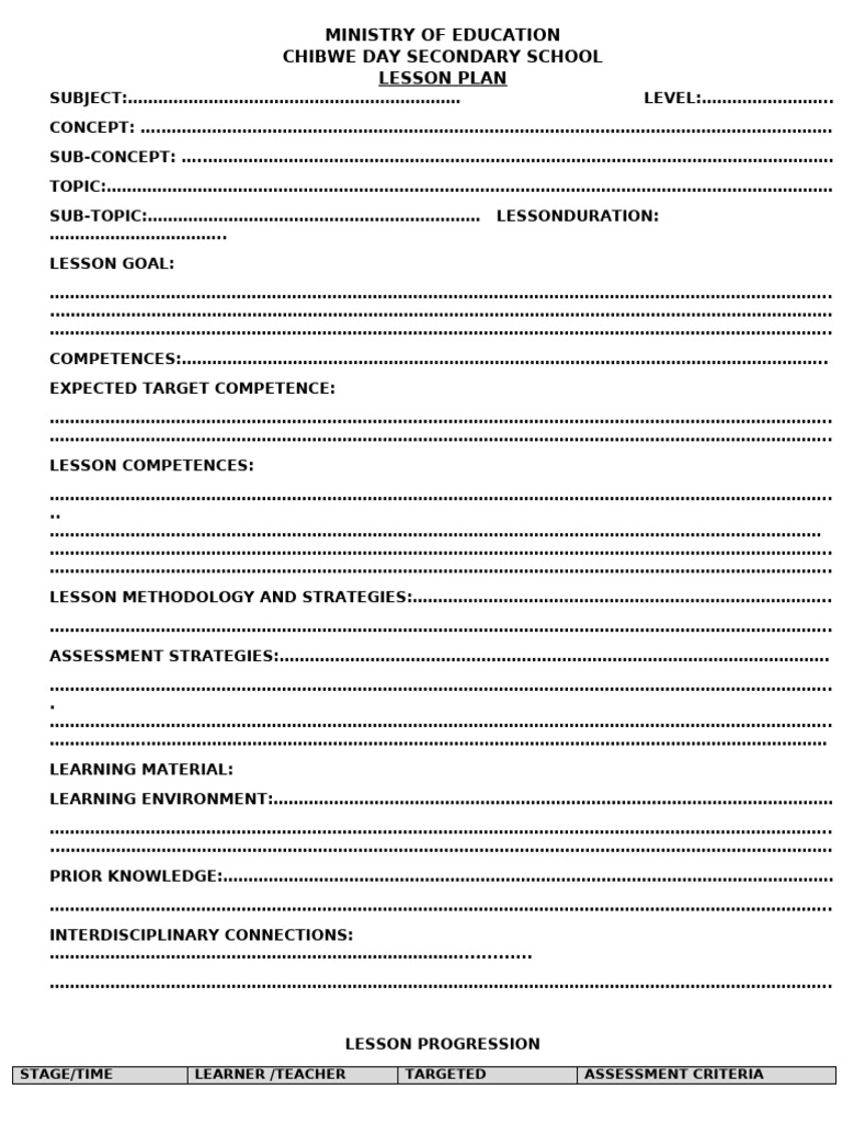 2025 Form 1 English Lesson Plan Template | PDF | Learning | Cognition