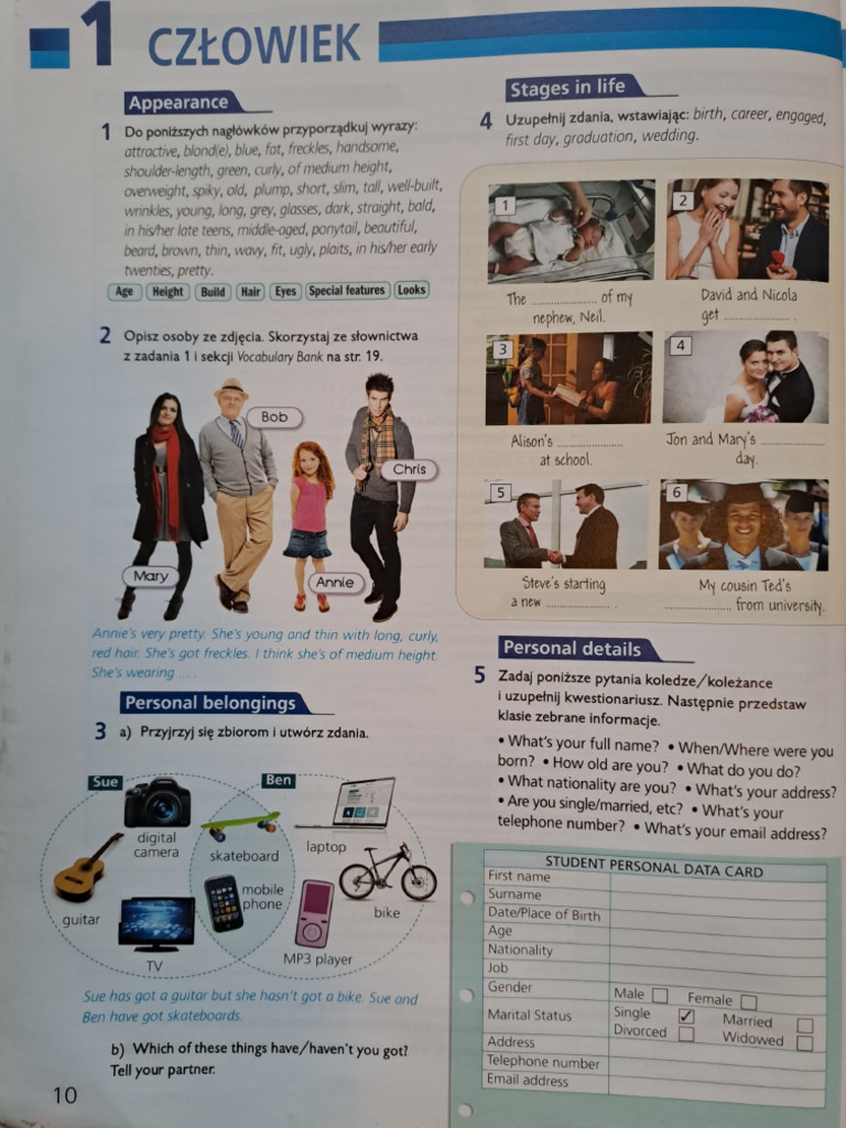 Repetytorium, język angielski, 8 kl. Unit 1 (2) | PDF