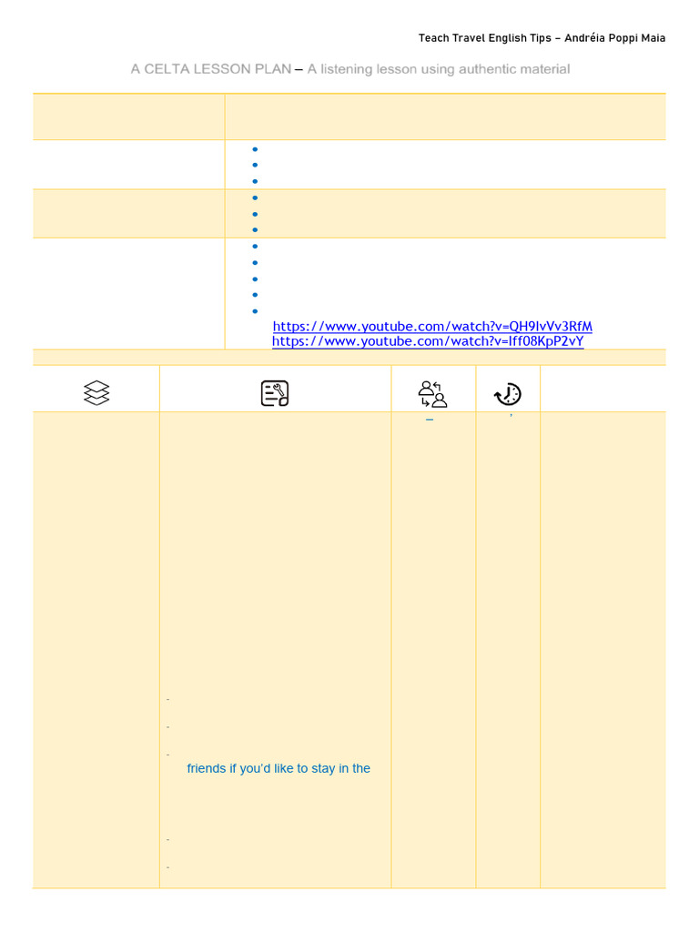 A Celta Standard Travel English Lesson - Authentic Material | PDF ...