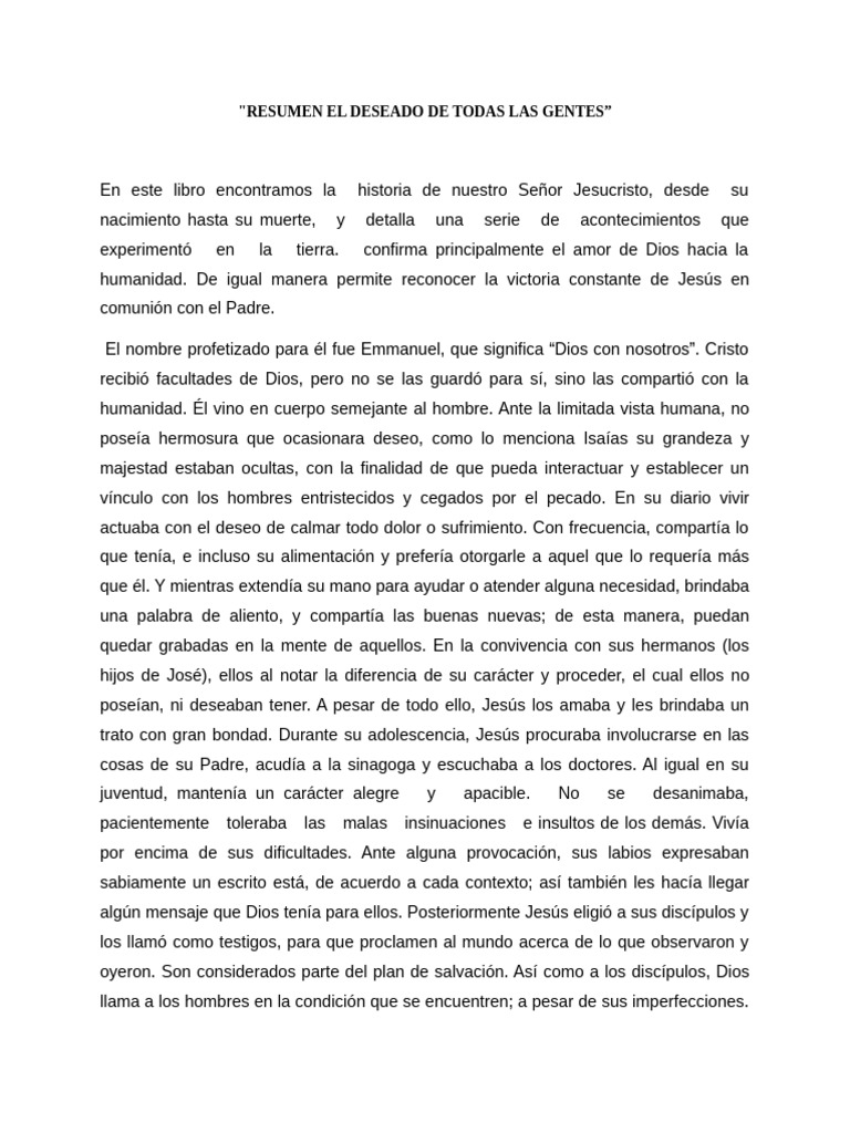 Resumen El Deseado de Todas Las Gentes | PDF | Cristo (título) | Jesús