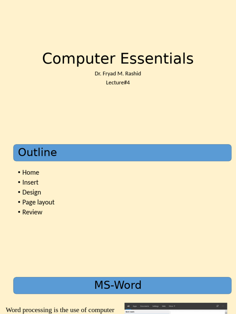 F24 ComputerEssentials Lecture4 | PDF | Microsoft Word | Page Layout