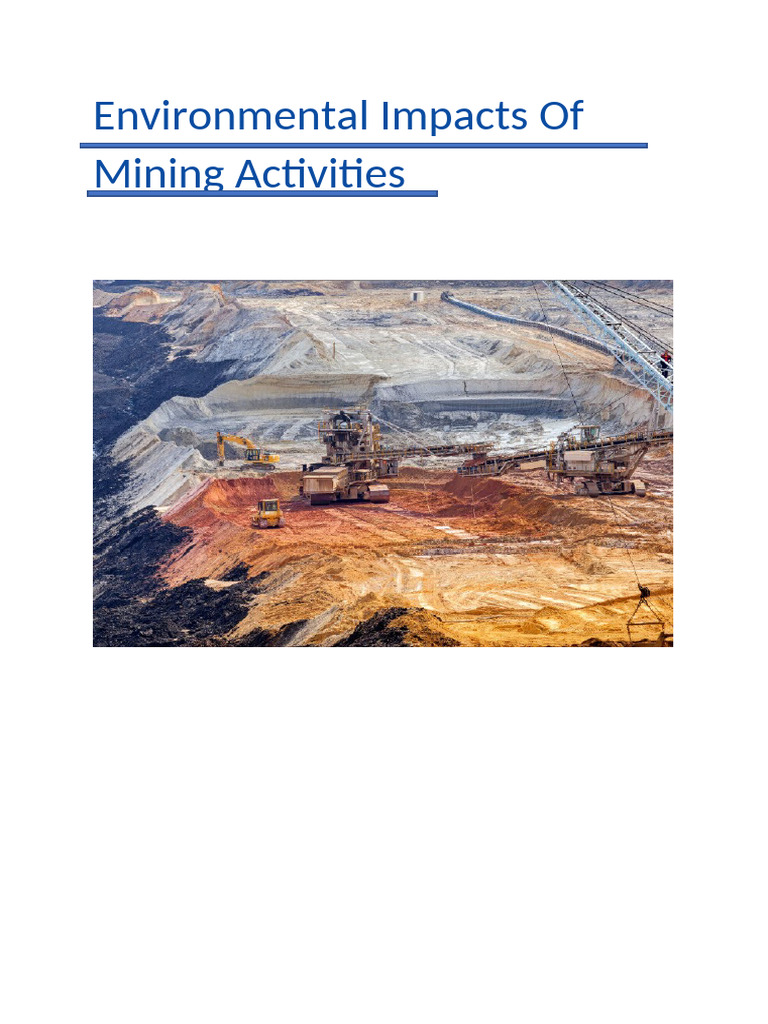 Environmental Impacts of Mining Activities SUDARSHAN | PDF | Mining ...