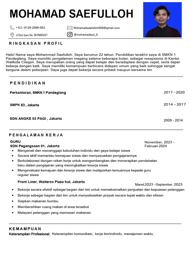 Mohamad Saefulloh CV | PDF