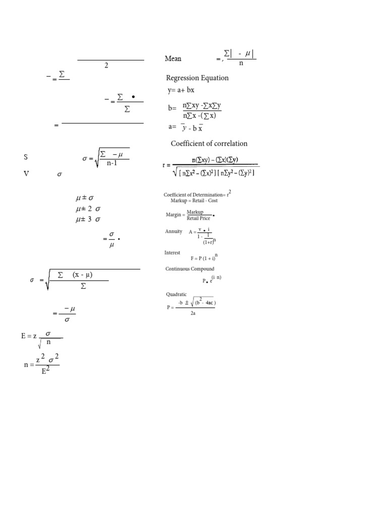 Essential Statistics Formulas Guide | PDF | Standard Score ...