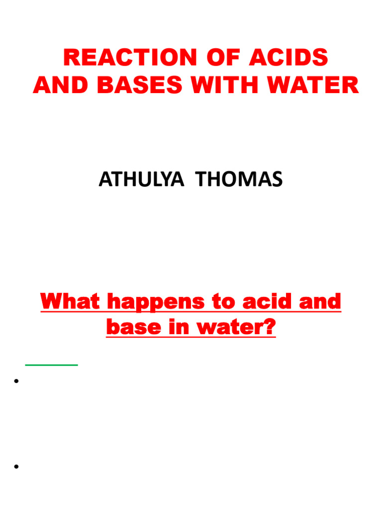 Acids and Bases in Water Reactions | PDF | Acid | Hydrochloric Acid