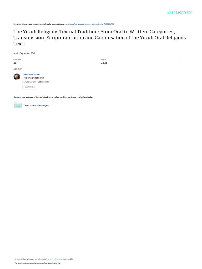 Yezidi Religious Texts: Oral to Written Transition | PDF | Yazidis