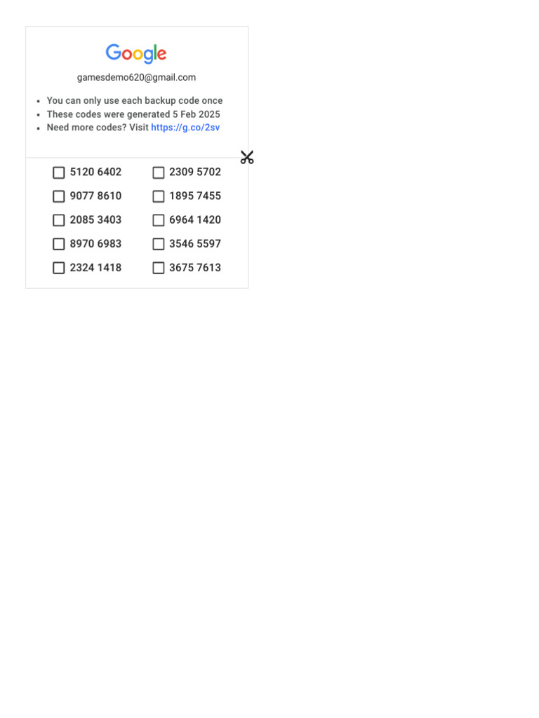Google Backup Codes Notice | PDF