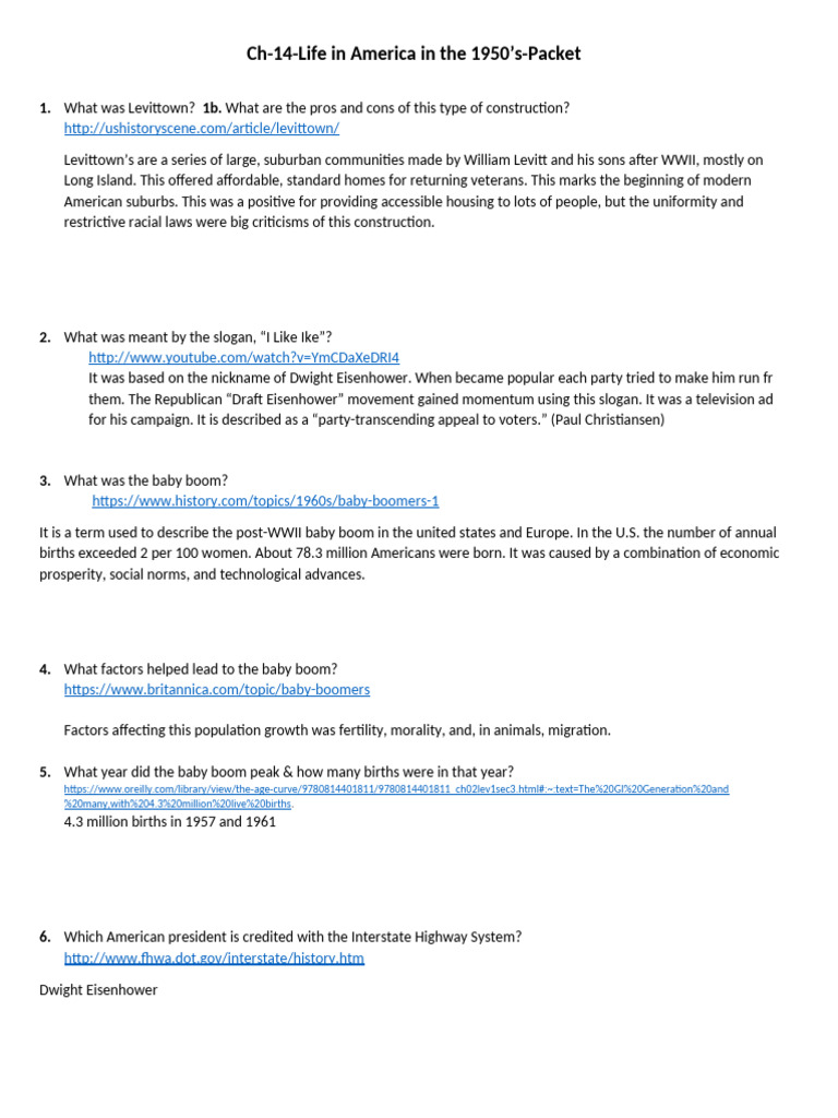 Life in 1950s America: Key Highlights | PDF