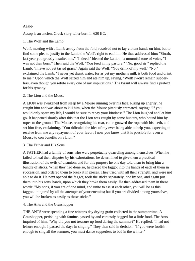 Aesop S Fables Pdf