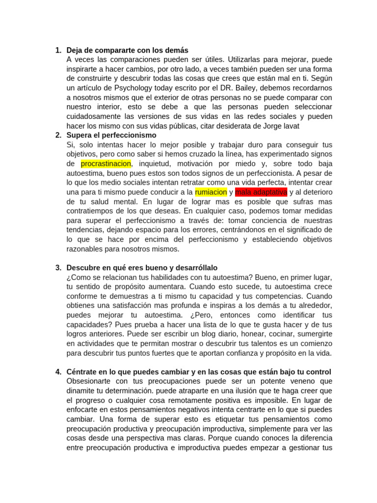 Deja de Compararte Con Los Demás | PDF | Perfeccionismo (psicología ...