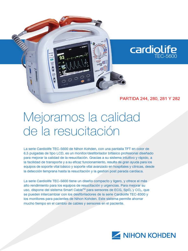 244 280 A 282 DESFIBRILADOR NIHON KOHDEN CARDIOLIFE TEC 5600 | PDF | Paro cardíaco | Reanimación ...