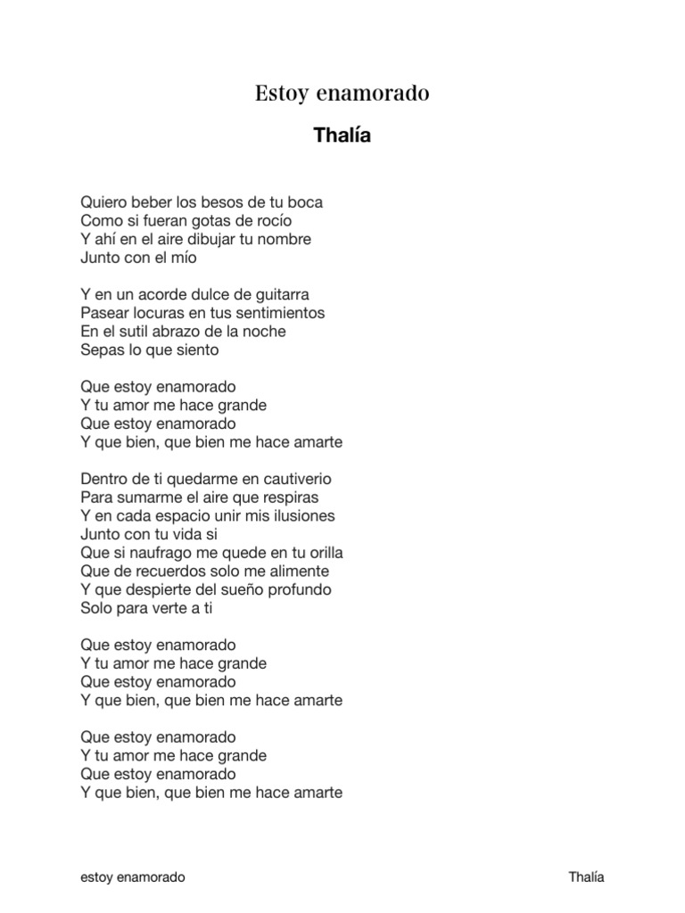 Estoy Enamorado - Thalía | PDF