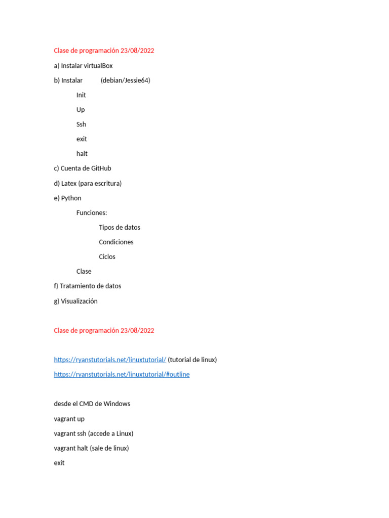 Clase de Programación: Linux y Python | PDF