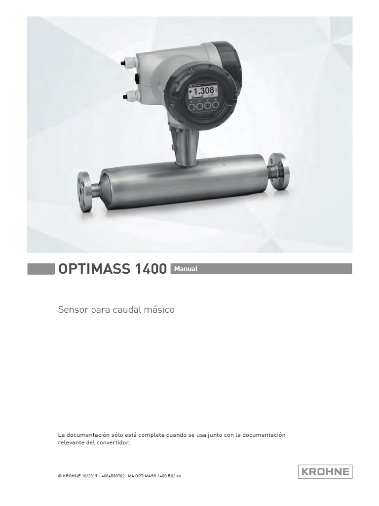 Manual de Usuario Optimass 1400 | PDF | Medición de flujo | Gases
