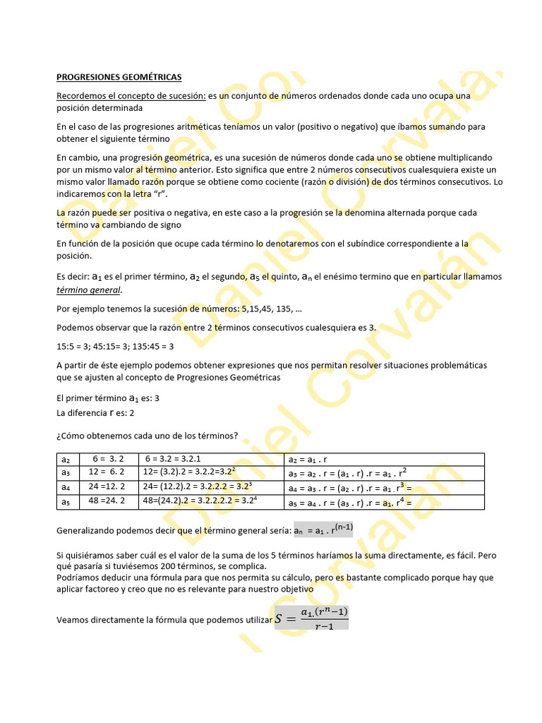 Teórico Progresiones Geométricas-1 | PDF