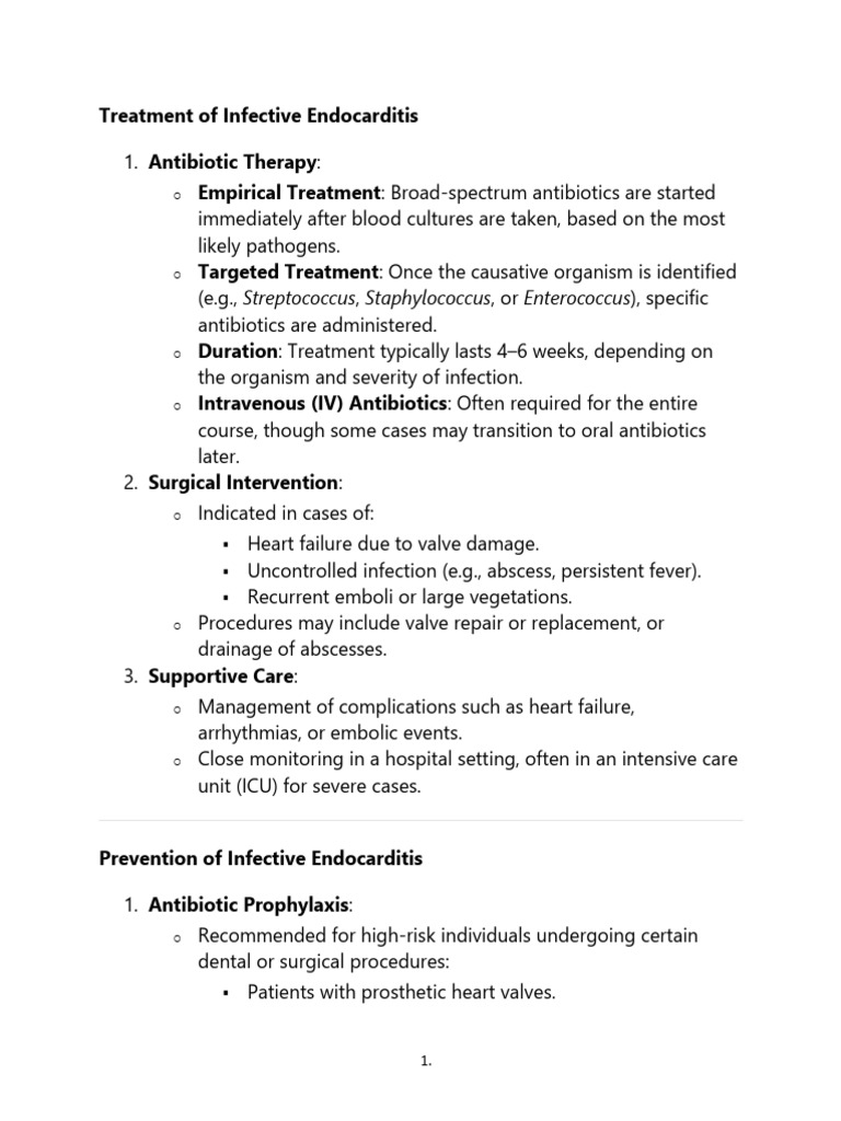 Treatment of Infective Endocarditis | PDF | Heart Failure | Clinical ...