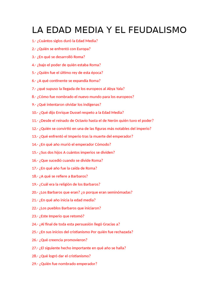 La Edad Media y El Feudalismo (1) | PDF