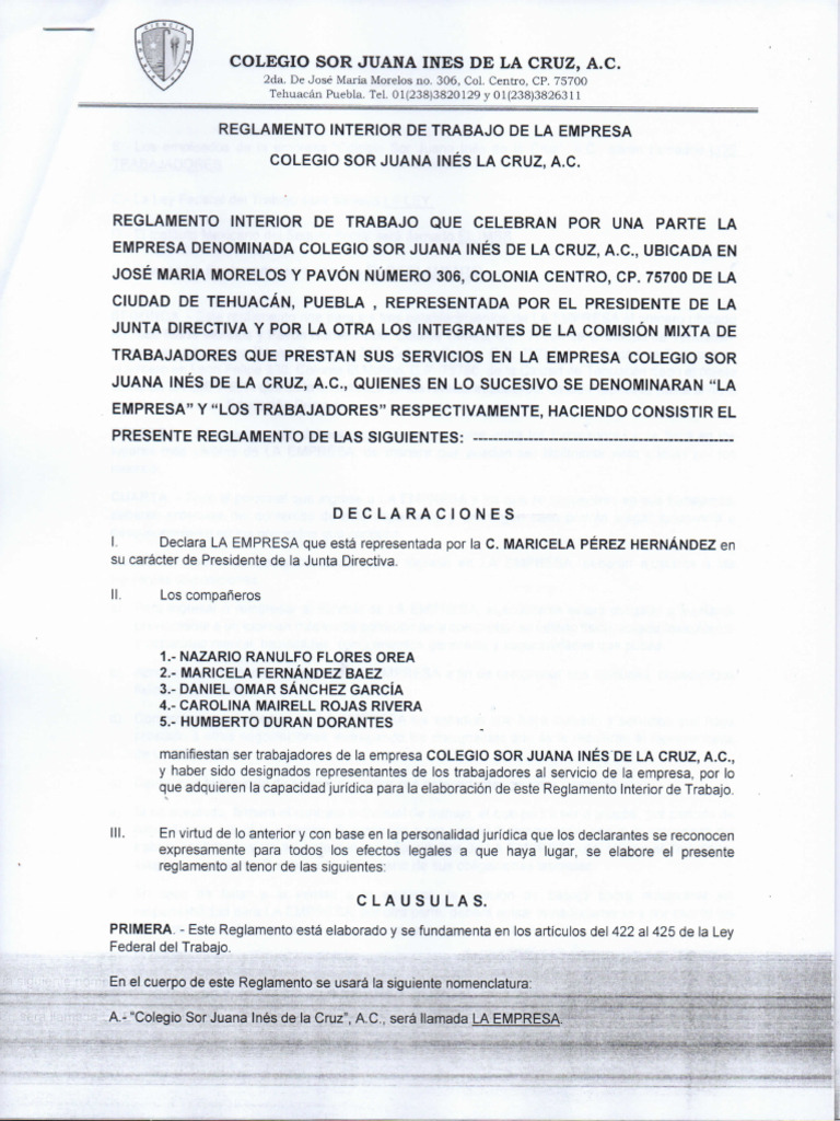 1 - Reglamento Interno | PDF