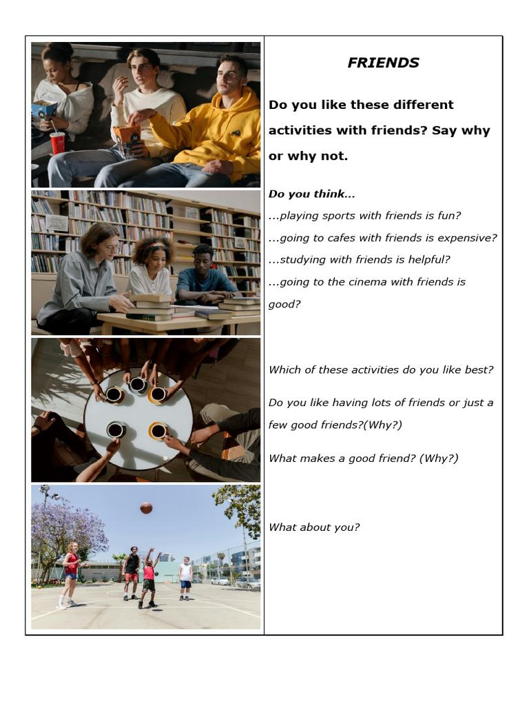 KET Speaking Part 2: Friends & Activities | PDF