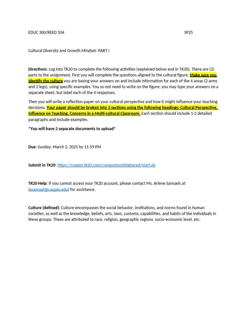 Cultural Diversity Assignment in TK20 | PDF | Learning | Social Psychology