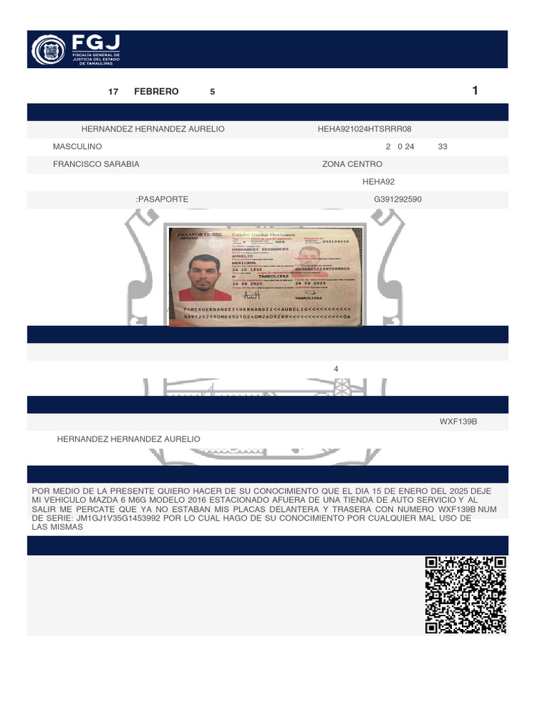 Constancia de Extravío de Documentos: Folio:1 5438 | PDF